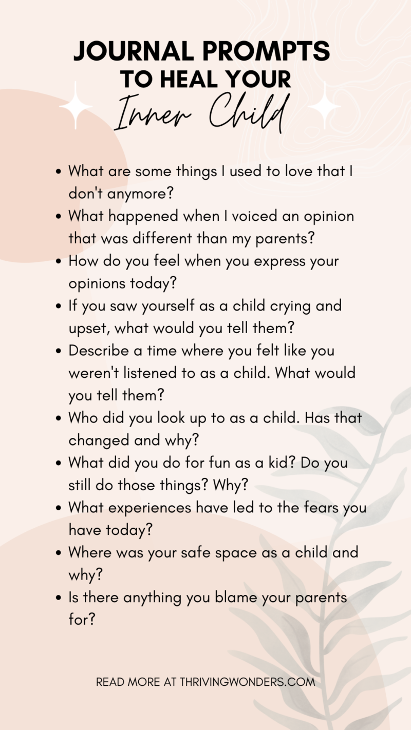 Journal Prompts to Heal your Inner Child - Thriving Wonders
